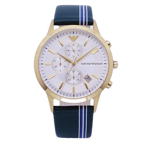 ARMANI 俠客菁英時尚優質三眼計時優質腕錶-金+綠色-AR11233|Emporio Armani|ETMall東森購物網