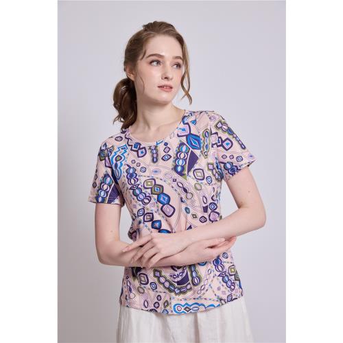 QWI國際名品圖騰絲棉上衣1入|T恤|ETMall東森購物網