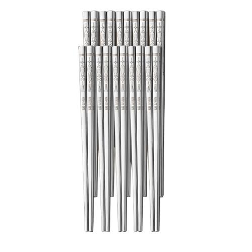 PUSH!餐具用品316L不銹鋼抗菌筷子長筷子高檔防滑防燙方形筷10入 E200 |湯匙/筷子|ETMall東森購物網