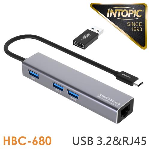 INTOPIC USB3.2&RJ45鋁合金集線器 (HBC-680)|USB3.0 HUB集線器|ETMall東森購物網