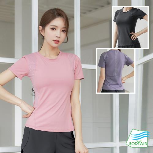 【BODYAIR嚴選】透氣網修身拼小腰上衣(運動.健身.慢跑.顯瘦)|短袖|ETMall東森購物網