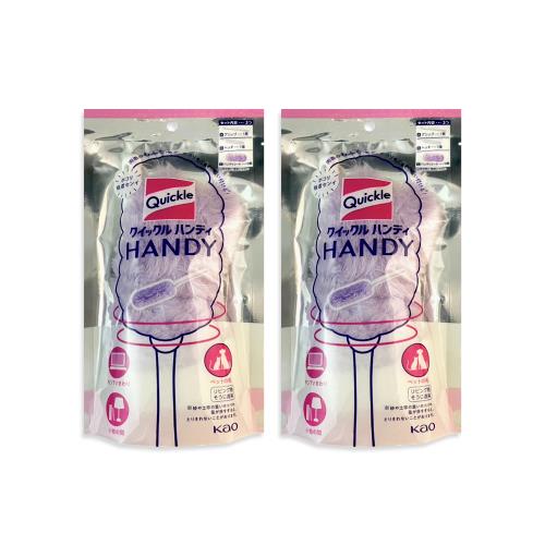 (2袋超值組)日本KAO花王-Quickle握把式除塵撢清潔組(握把1支+撢頭1支+撢布1入)/袋-紫色(雙面毛絨吸塵,車內去灰塵,替換式手持 ...