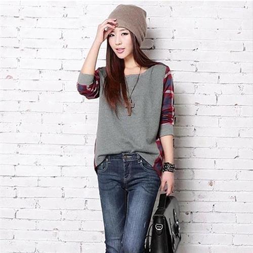 【韓國K.W.】現貨簡單追加百搭格紋上衣|造型上衣|ETMall東森購物網