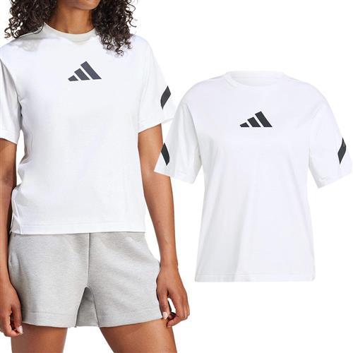 Adidas W Z.N.E. Tee 女款 白色 運動 休閒 圓領 快乾 訓練 上衣 短袖 JE7857|短袖|ETMall東森購物網