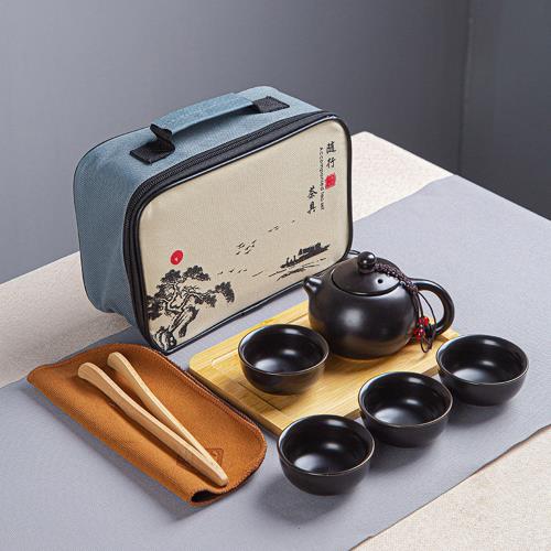CS22 黑定西施壺四杯隨行茶具套裝|中式茶具組|ETMall東森購物網