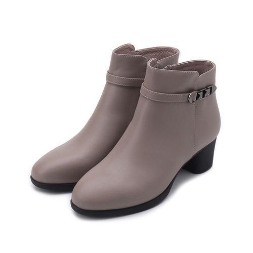 LUZZI 側釦拉鍊跟靴 灰 女鞋 鞋全家福|短靴|ETMall東森購物網