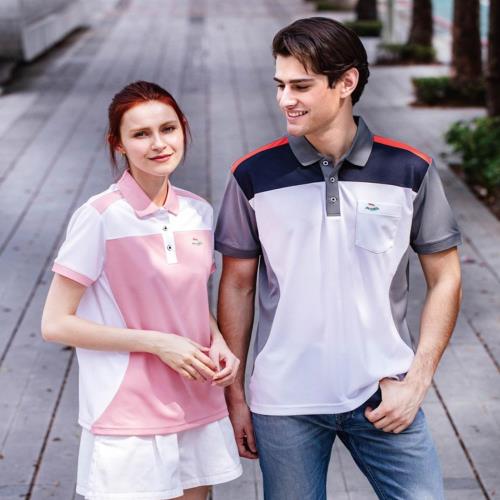 【Per GIBO】女版拼接短polo衫(PK243277)乾燥粉|POLO衫|ETMall東森購物網