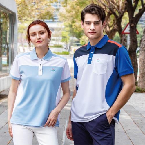 【Per GIBO】女版拼接短polo衫(PK243276)月白藍|POLO衫|ETMall東森購物網