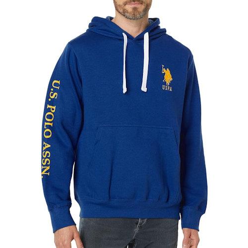 US Polo 2024男時尚鈷藍色連帽針織外套|連帽外套|ETMall東森購物網