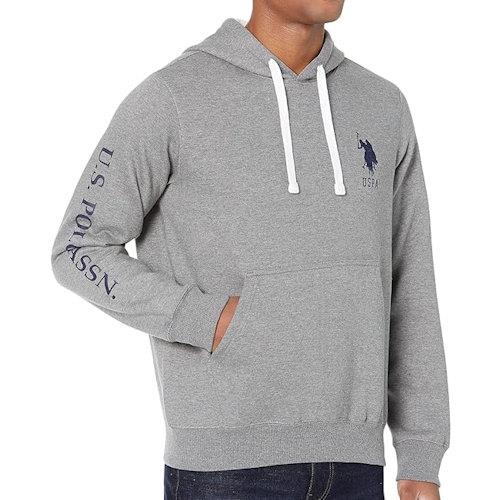 US Polo 2024男時尚灰色連帽針織外套|金秋購物節，全站最高39%回饋，消費滿額再抽999黃金|連帽外套|ETMall東森購物網