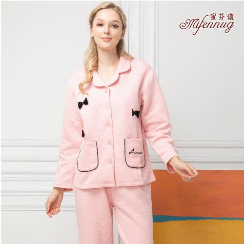 MFN 蜜芬儂 蝴蝶結夾層棉保暖休閒居服|長袖兩件睡衣褲|ETMall東森購物網
