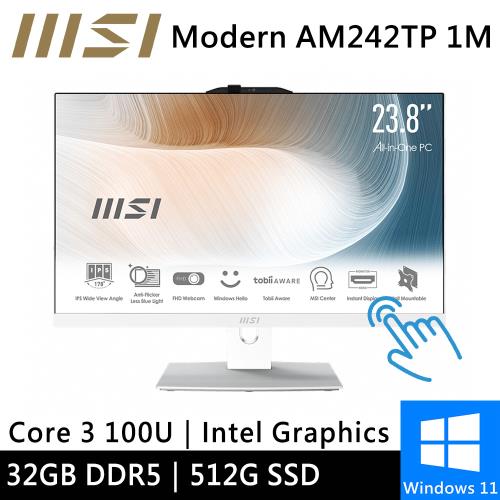 微星 Modern AM242TP 1M-1063TW-SP3 24型 白(Intel Core 3 100U/32G/512GB/十點觸控)特仕機|AIO液晶電腦|ETMall東森購物網