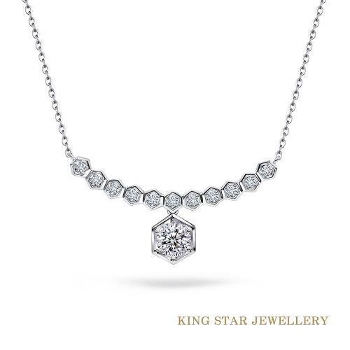 King Star 30分 最白D color 18K金 天然鑽石 甜蜜蜂巢套鍊(3EX 八心八箭 完美車工)|台證30分|ETMall東森購物網