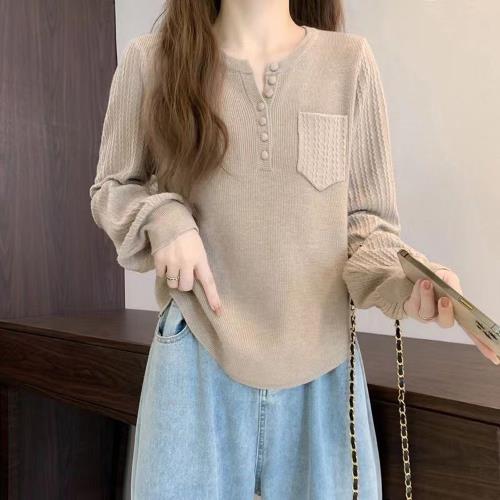 【ALLK 歐楷】新品 口袋針織衫上衣 2色(尺寸F/中大尺碼/輕量/保暖)|造型上衣|ETMall東森購物網