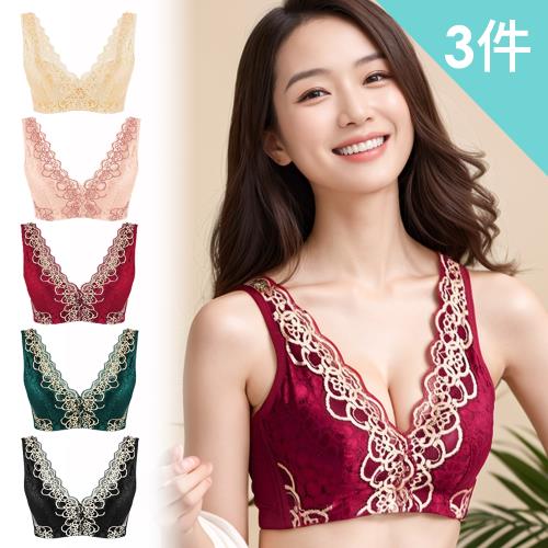【enac 依奈川】3件組 ☆ 奢華經典蕾絲聚攏無鋼圈內衣/性感內衣/女內著/無痕內衣(隨機)|無鋼圈/軟鋼圈|ETMall東森購物網