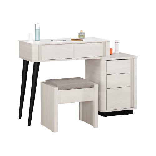 Boden-奧菲3.7尺多功能伸縮岩板化妝桌/書桌(附收納化妝椅-寬80~110公分)|金秋購物節，全站最高39%回饋，消費滿額再抽999黃金|化妝桌椅組|ETMall東森購物網
