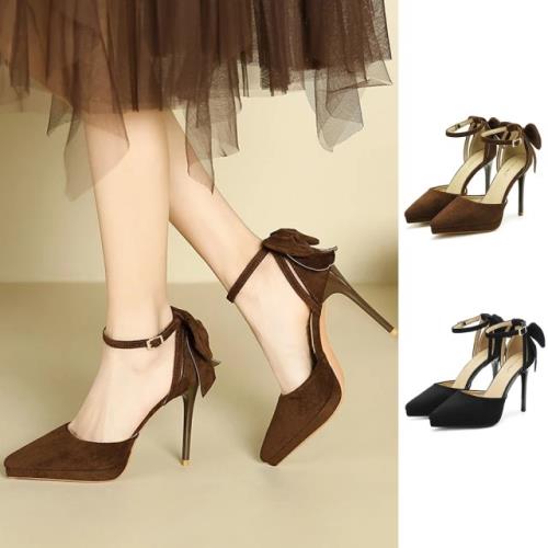 Sp house 精靈蝴蝶結中空尖頭防水台高跟涼鞋(2色可選)|有跟涼鞋|ETMall東森購物網