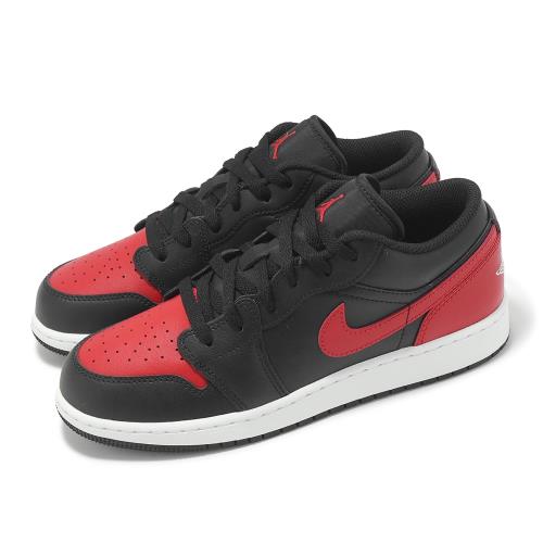 Nike 休閒鞋 Air Jordan 1 Low GS 大童 女鞋 Bred Twist 黑 紅 AJ1 553560-067|休閒運動鞋 ...