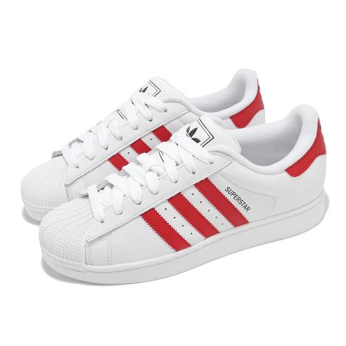 adidas 休閒鞋 Superstar II 男鞋 女鞋 白 紅 小白鞋 復古 三葉草 愛迪達 JQ4728|休閒運動鞋|ETMall東森購物網