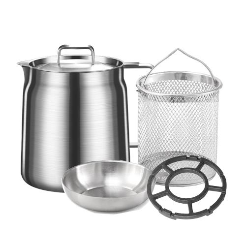 PUSH!廚房用品304不銹鋼濾油壺油炸鍋加厚帶濾網大容量過濾油渣油瓶1.5L濾油壺油炸鍋附鍋架 D371|濾網|ETMall東森購物網