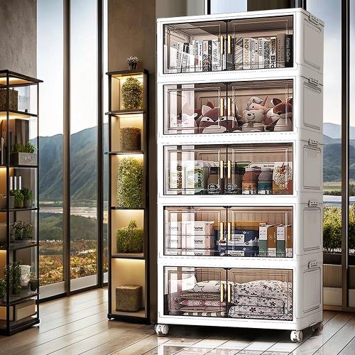 Mr.box 70面寬摺疊雙開門五層收納櫃-附滑輪 兩色可選|折疊收納箱|ETMall東森購物網