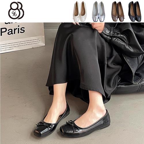 【88%】低跟1CM 法式復古銀色蝴蝶結淺口單鞋 平底方頭豆豆鞋 3色|平底涼鞋|ETMall東森購物網