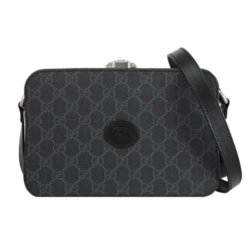 GUCCI 724717 Interlocking GG LOGO箱型硬殼斜背包.黑灰|斜背包/後背包|ETMall東森購物網