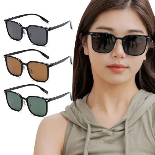 【ALEGANT】經典百搭TR90方框寶麗來偏光墨鏡│UV400太陽眼鏡│3色-琉墨黑│砂岩棕│曜玉綠|偏光墨鏡|ETMall東森購物網