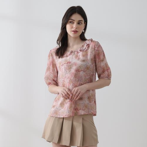 HsinGo歐櫃限定絢彩花妍空氣絲名媛上衣|上衣|ETMall東森購物網