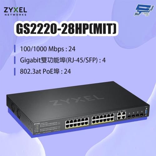 昌運監視器 ZYXEL 合勤 GS2220-28HP(MIT) 24埠GbE L2 PoE交換器 |ZyXEL合勤交換器|ETMall東森購物網