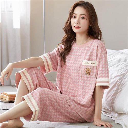 【韓國K.W.】現貨韓國水晶棉可愛熊七分袖休閒家居套裝|褲子套裝/裙子套裝|ETMall東森購物網