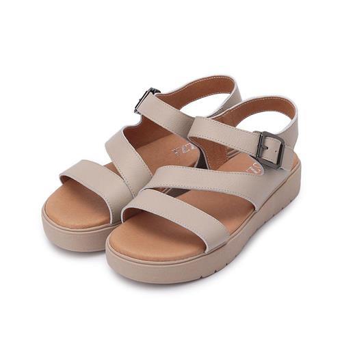 LUZZI Z字魔鬼氈涼鞋 杏 女鞋 鞋全家福|平底涼鞋|ETMall東森購物網