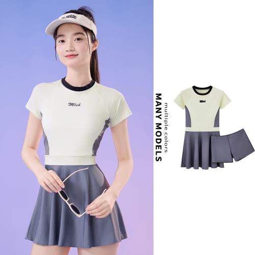 【STizi 史堤茲】和事現貨 A字裙連身泳裝(附平口褲)(477)|兩件式泳裝/比基尼|ETMall東森購物網