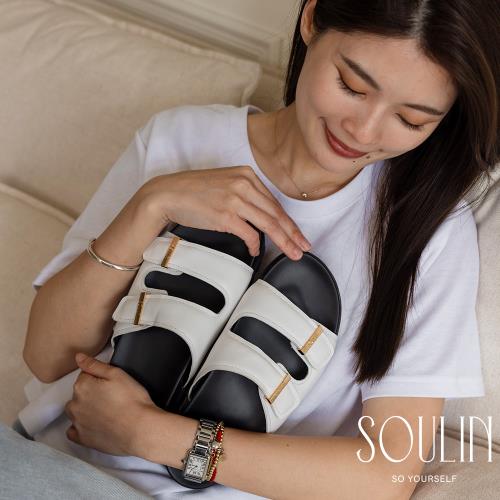 ANNSTAR 小柔SOULIN聯名-走出自信牛皮厚底涼拖鞋3cm-米白|厚底涼鞋|ETMall東森購物網