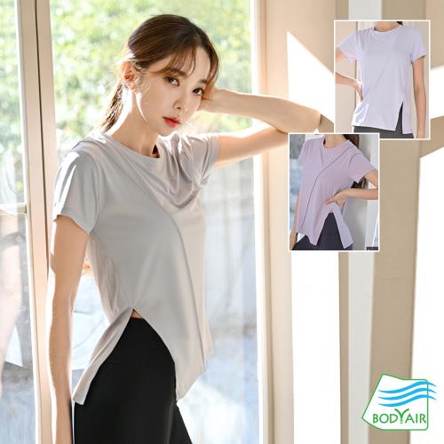 【BODYAIR嚴選】圓領側開綁結斜擺短袖上衣(瑜珈.慢跑.運動.健身.透氣.蝴蝶結.舞蹈.運動服)|短袖|ETMall東森購物網