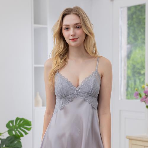 La Felino - 許願漫舞細肩帶性感蕾絲洋裝睡襯衣 -漫舞灰【L5742】|性感吊帶裙|ETMall東森購物網
