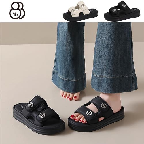 【88%】跟高4cm 小香風厚底拖鞋 休閒時尚一字拖 涼拖鞋 2色|厚底鞋|ETMall東森購物網