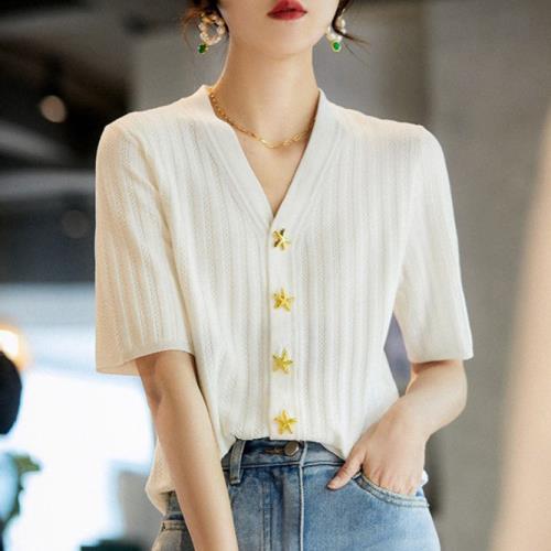 【ALLK 歐楷】促銷 海星鈕釦針織衫上衣 2色(尺寸F/中大尺碼/涼感/透氣)|造型上衣|ETMall東森購物網