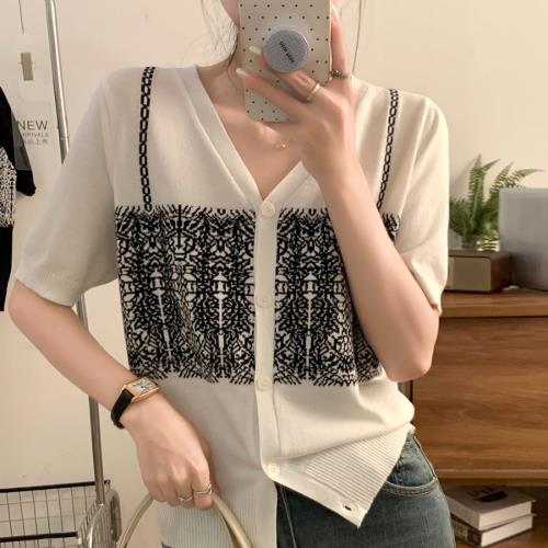 【ALLK 歐楷】新品 蕾絲拼接針織衫上衣 2色(尺寸F/中大尺碼/涼爽/透氣)|造型上衣|ETMall東森購物網