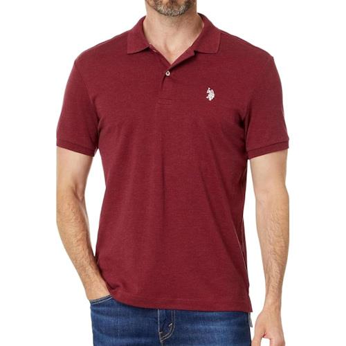 US Polo 2025男經典小馬球標誌合身棗紅色短袖POLO|金秋購物節，全站最高39%回饋，消費滿額再抽999黃金|短袖|ETMall東森購物網