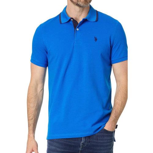 US Polo 2025男時尚小馬球標誌合身鈷藍色短袖POLO|短袖|ETMall東森購物網