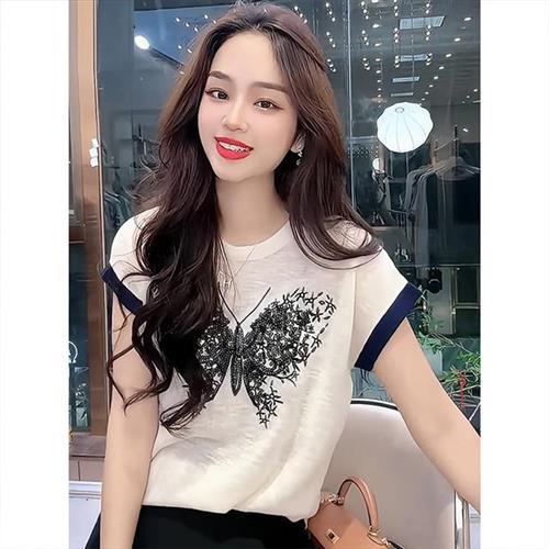 【韓國K.W.】韓國海島棉火熱情深短袖上衣(印花/圓領/V領/上衣/T恤)|造型上衣|ETMall東森購物網