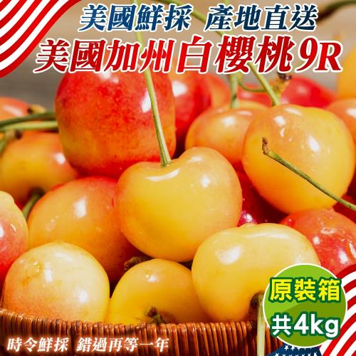 果物樂園-美國加州9R白櫻桃原箱(4Kg/箱)|櫻桃|ETMall東森購物網