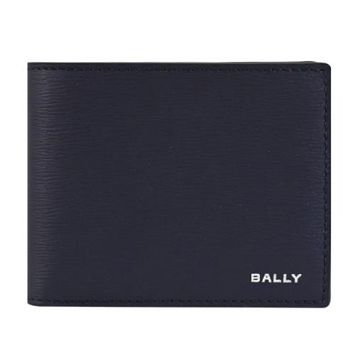 BALLY 6305290 CRS BIFOLD 燙銀LOGO波紋皮革4卡短夾.午夜藍|BALLY|ETMall東森購物網