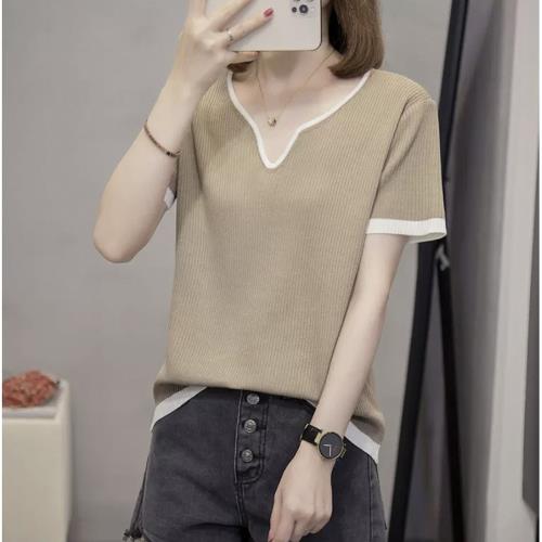 【ALLK 歐楷】新品 配色針織衫上衣 共2色(尺寸F/中大尺碼/涼爽/透氣)|造型上衣|ETMall東森購物網