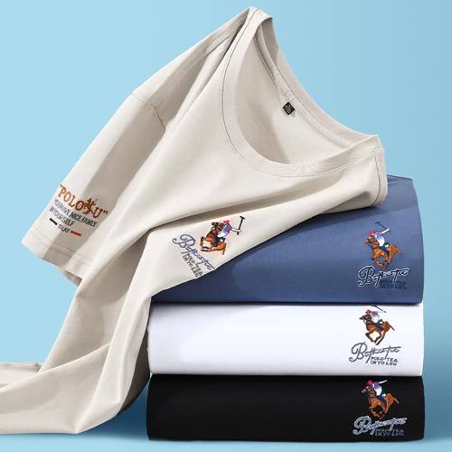 CS22 純色圓領刺繡純棉短袖T恤|短袖T恤|ETMall東森購物網