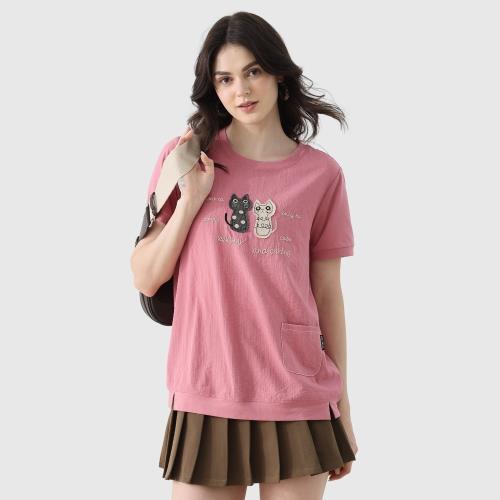 HsinGo沁涼織語日系手作質感貼繡上衣組|上衣|ETMall東森購物網