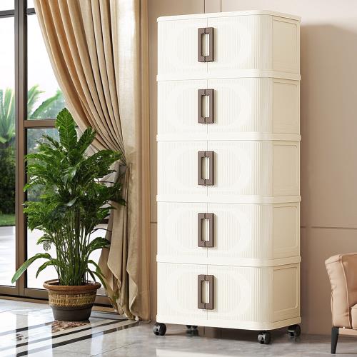 Mr.box 50面寬拉門式摺疊五層收納櫃-附滑輪 兩款可選|折疊收納箱|ETMall東森購物網