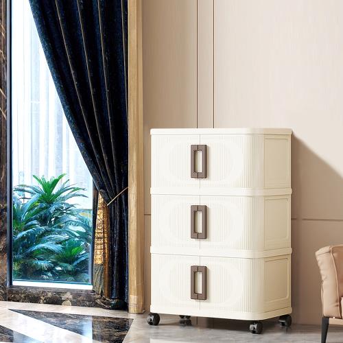 Mr.box 50面寬拉門式摺疊三層收納櫃-附滑輪 兩款可選|折疊收納箱|ETMall東森購物網