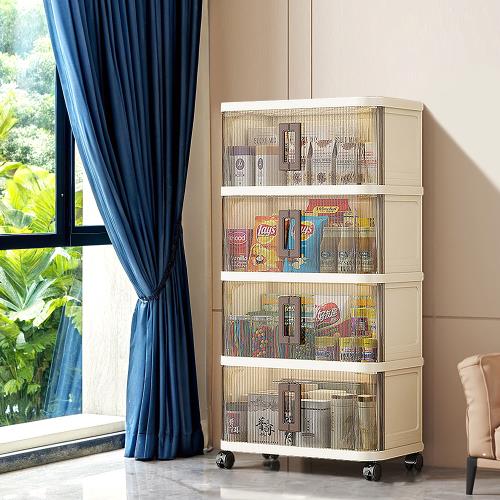 Mr.box 40面寬拉門式摺疊四層收納櫃-附滑輪 兩款可選|折疊收納箱|ETMall東森購物網